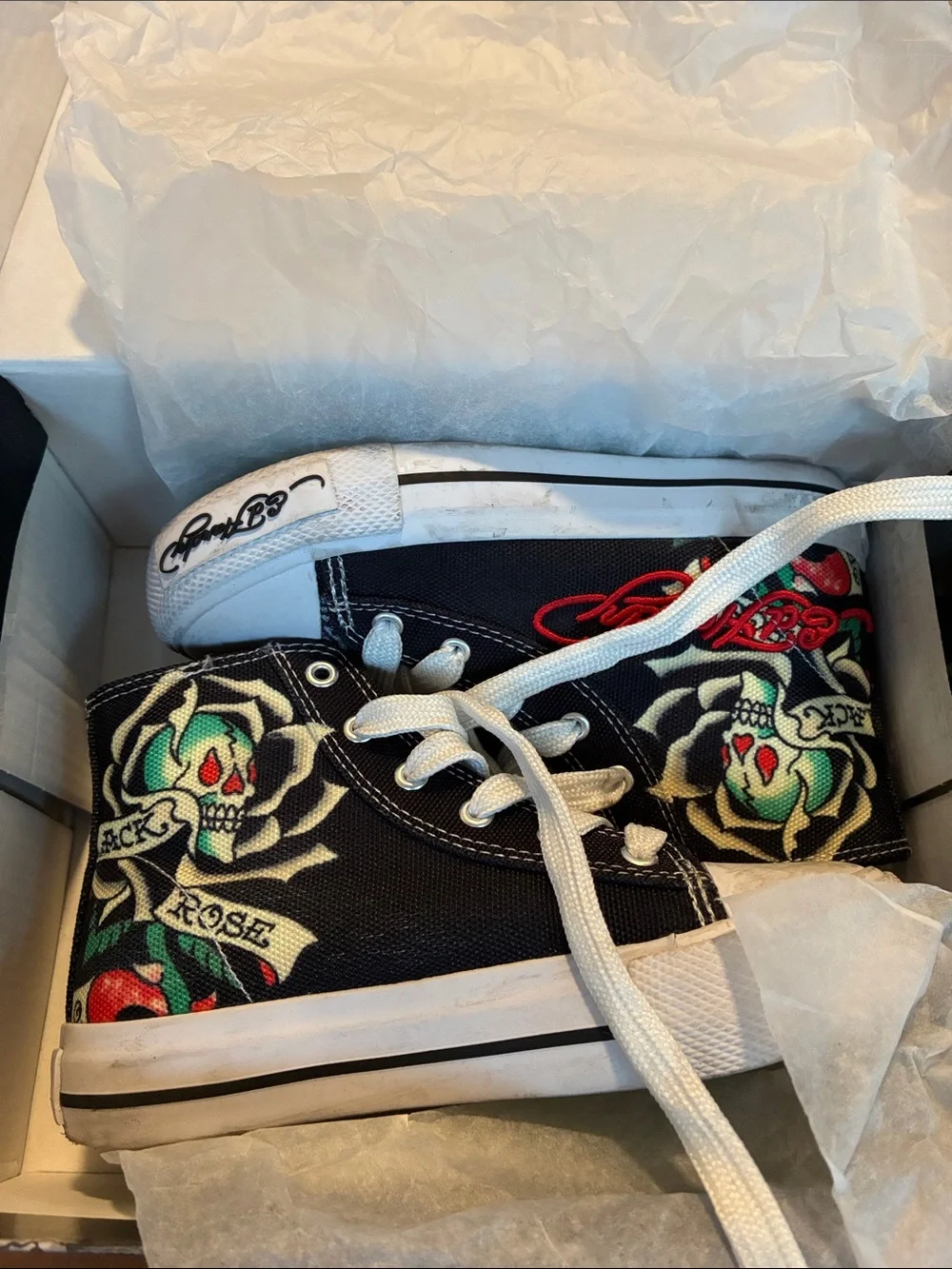 Ed Hardy | Shoes | Ed Hardy Black And White Script Logo Wall Art | Poshmark